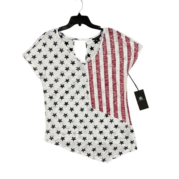 Rock & Republic | Tops | Rock Republic Shirt Women Sz Med Cap Sleeve Stars Stripes Tee Shirt ...